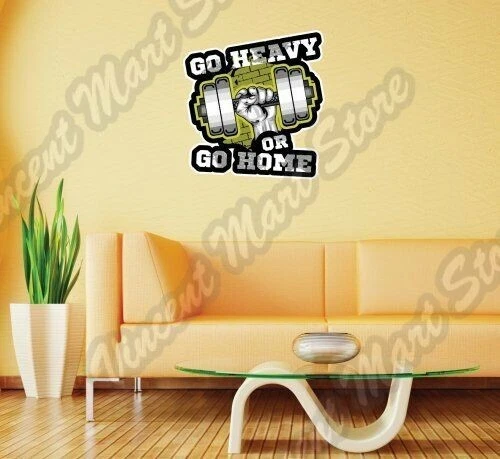 DOPASTICKER Go Heavy Or Home Gym Fitness Exercise Strong Wall Sticker ...