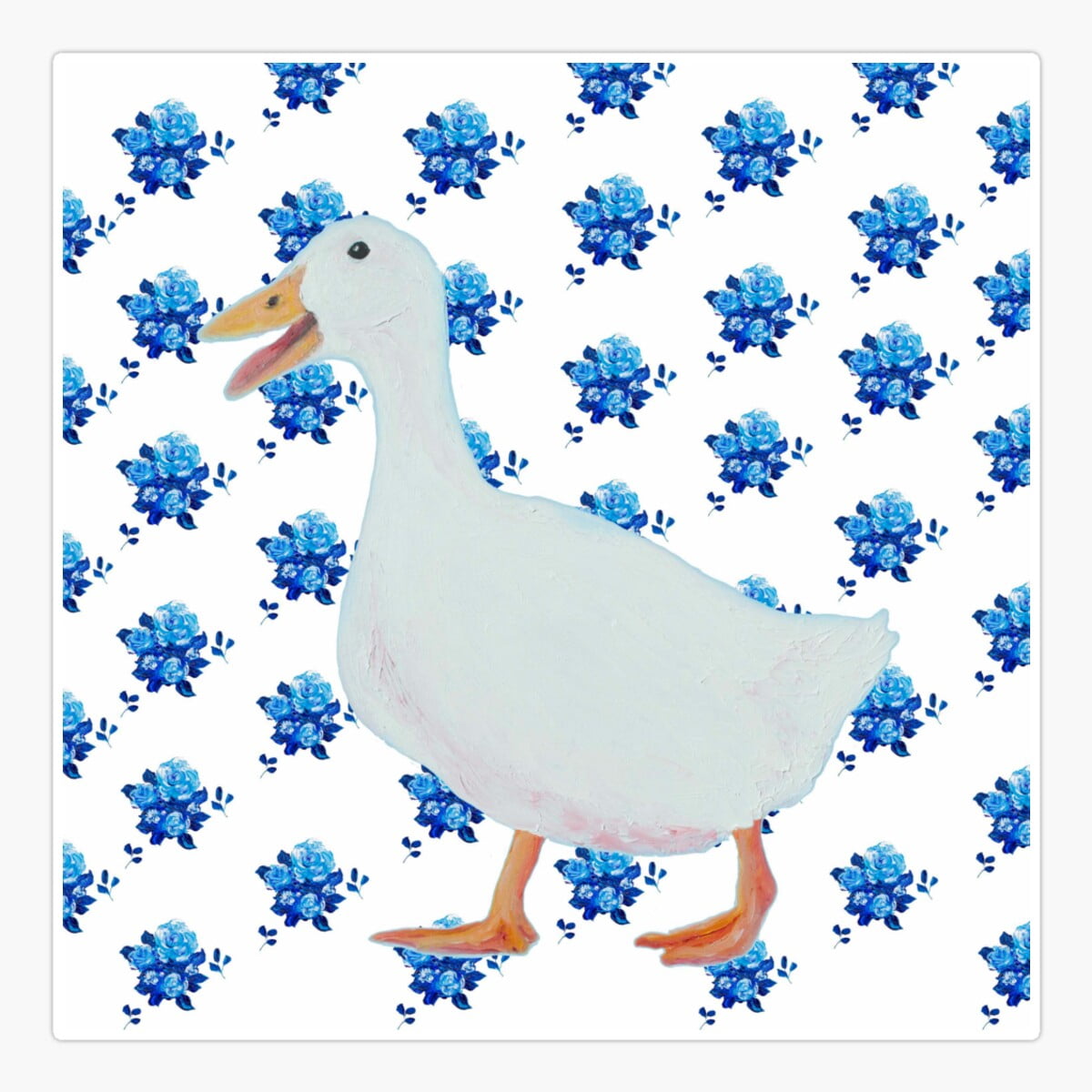 DOPASTICKER Go.Ose On Blue Rose Pattern Sticker, Phone Sticker Car ...