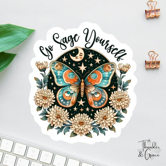 DOPASTICKER Go Sage Yourself Boho Witchy Quote Sticker Phone Sticker ...