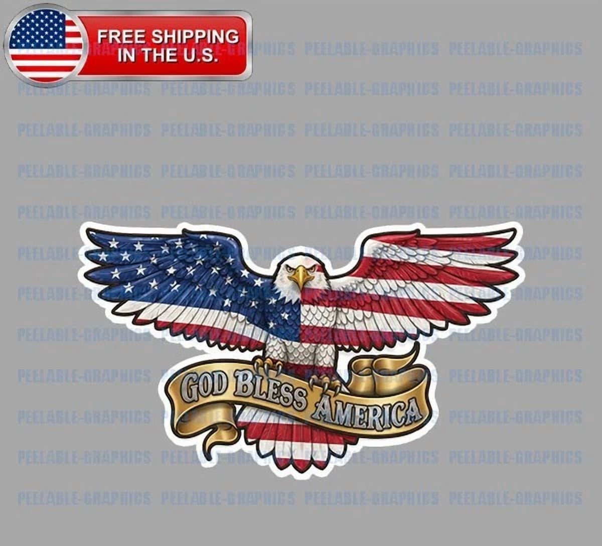 DOPASTICKER God Bless America Usa Patriotic Eagle Flag Car Sticker ...