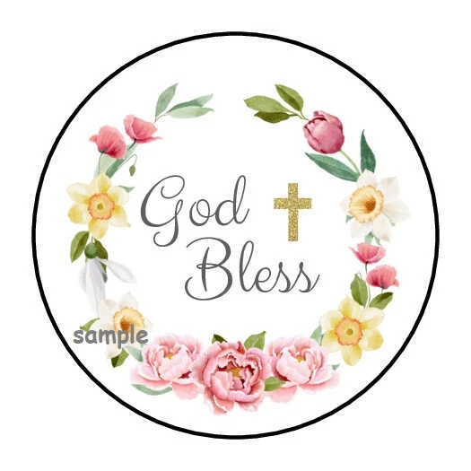 DOPASTICKER God Bless Stickers Flowers Floral Cross Phone Decal Water ...