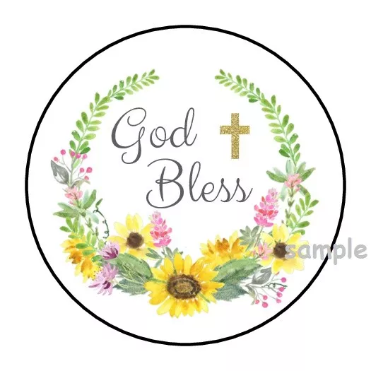 DOPASTICKER God Bless Stickers Sunflowers Gold Cross Phone Decal Water ...