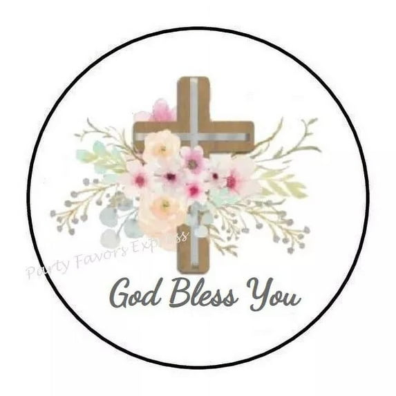 DOPASTICKER God Bless You Floral Cross Decorative Laptop, Phone ...