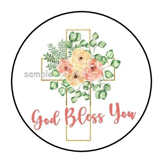 DOPASTICKER God Bless You Floral Cross Stickers Gifts Phone Decal Water ...