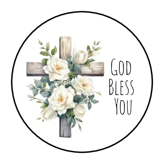 DOPASTICKER God Bless You Stickers Floral Cross Phone Decal Water ...