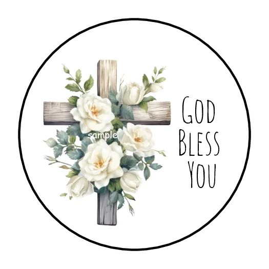 DOPASTICKER God Bless You Stickers Floral Cross Phone Decal Water ...