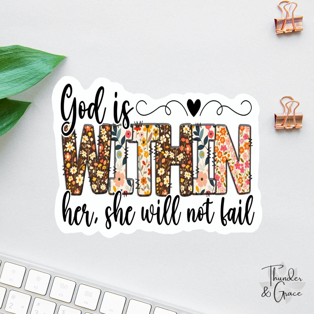DOPASTICKER God Is With Her She Will Not Fail Bible Sticker Phone ...