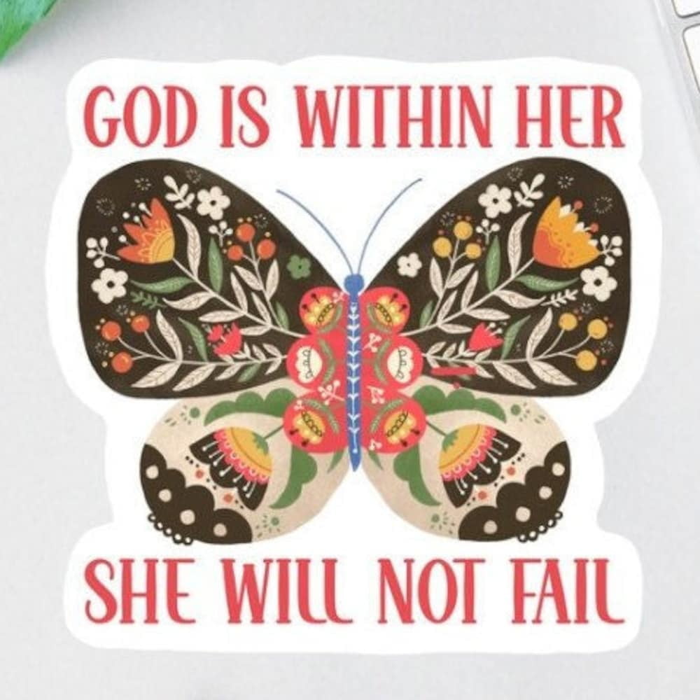 DOPASTICKER God Is Within Her Sticker, Encouraging Gift Her, Butterfly ...