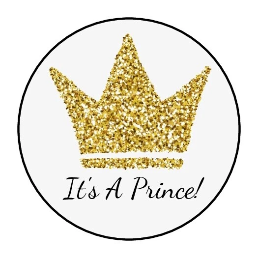 DOPASTICKER Gold Crown Stickers It'S A Prince Baby Shower Phone Decal ...