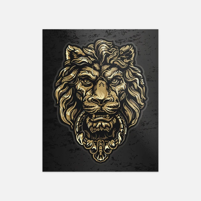 DOPASTICKER Gold Lion Door Knocker Sticker Decal Phone Decal Water ...
