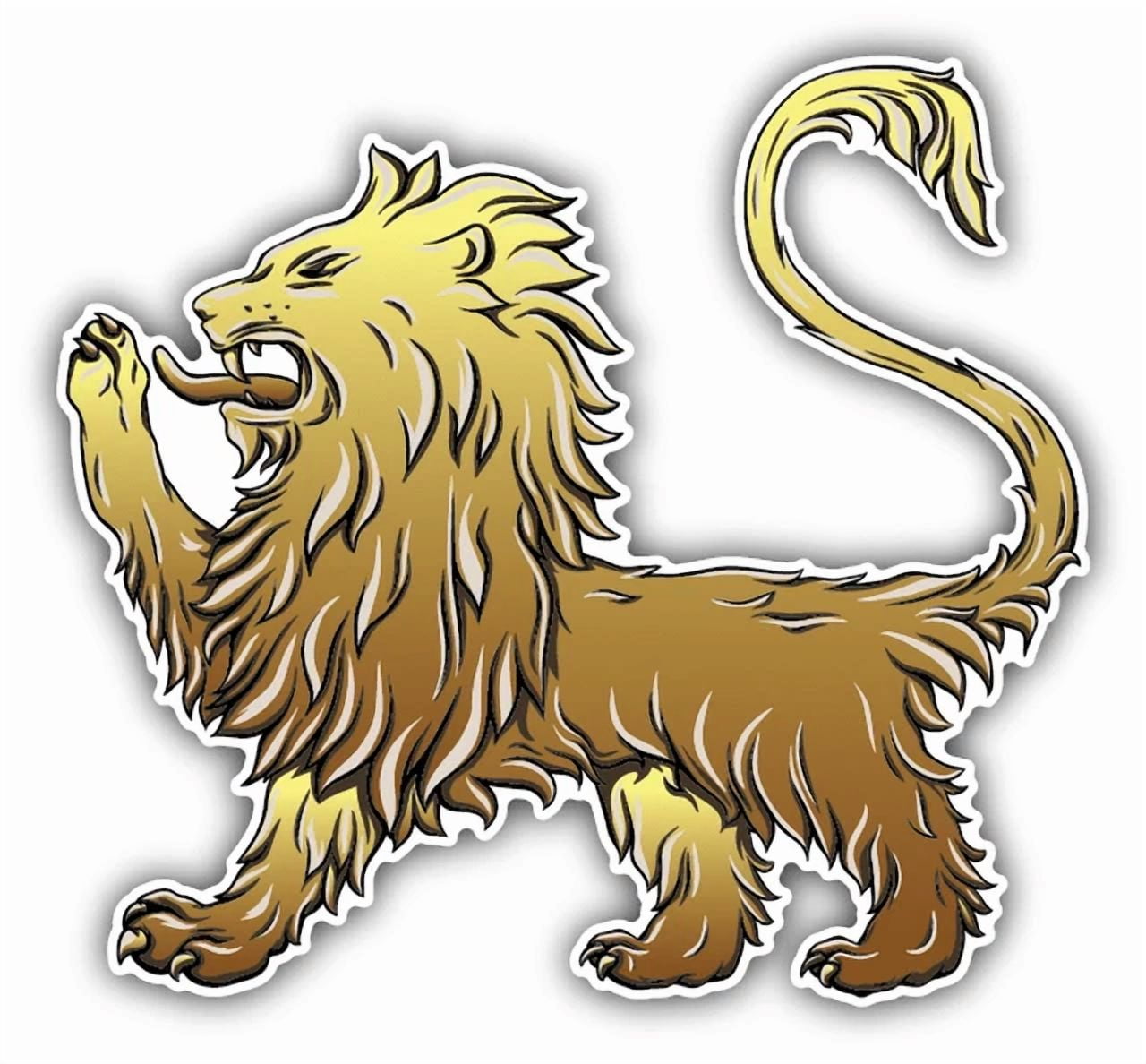 DOPASTICKER Gold Lion Sitting Sticker Decal Phone Decal Water Bottle ...