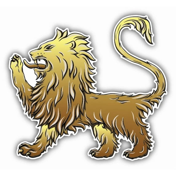 DOPASTICKER Gold Lion Sitting Sticker Decal Phone Decal Water Bottle ...