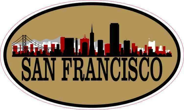 DOPASTICKER Gold Oval San Francisco Skyline Sticker Phone Sticker ...
