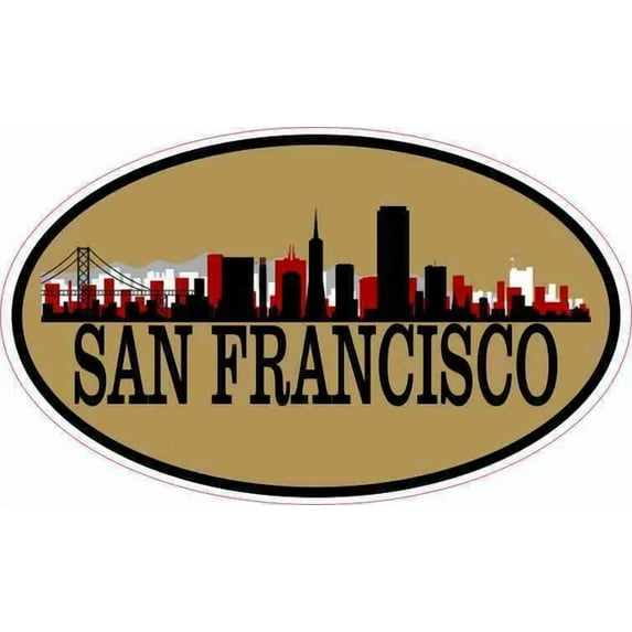 DOPASTICKER Gold Oval San Francisco Skyline Sticker Phone Sticker ...