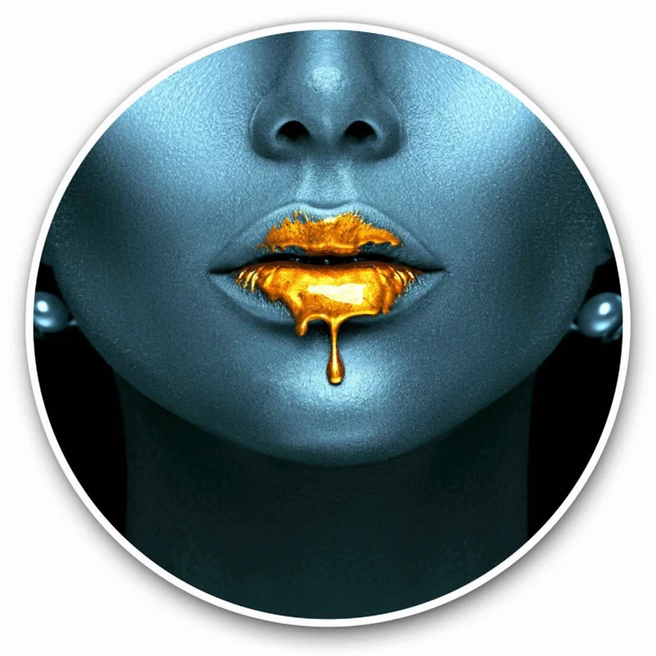 DOPASTICKER Gold Paint Drip Lips Lipstick Art Cool Gift Decorative ...
