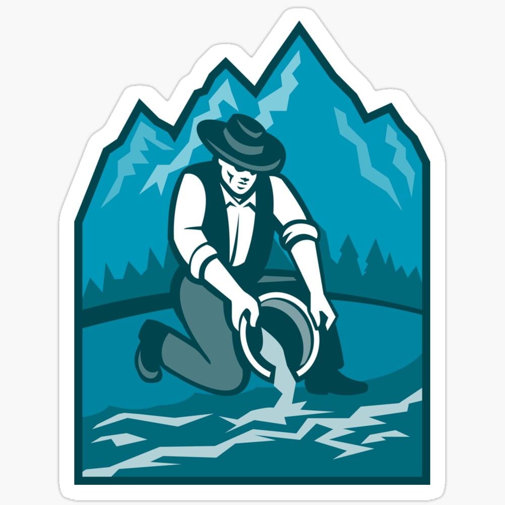 DOPASTICKER Gold Prospector Miner Pan Retro Sticker Phone Decal Water ...