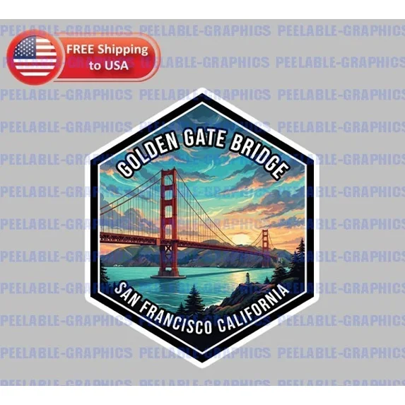 DOPASTICKER Golden Gate Bridge Sticker Travel Sticker Phone Sticker ...