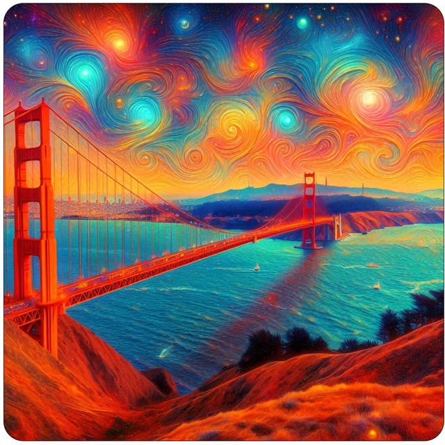 DOPASTICKER Golden Gate Bridge Under A Psychedelic Sky Sticker Decal ...