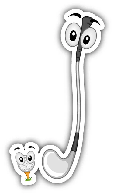 DOPASTICKER Golf Club & Ball Cartoon Mascot Car Sticker Phone Decal ...