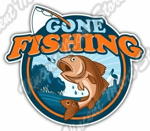 DOPASTICKER Gone Fishing Fish Bass Bait Hook Car Window Sticker Decal ...