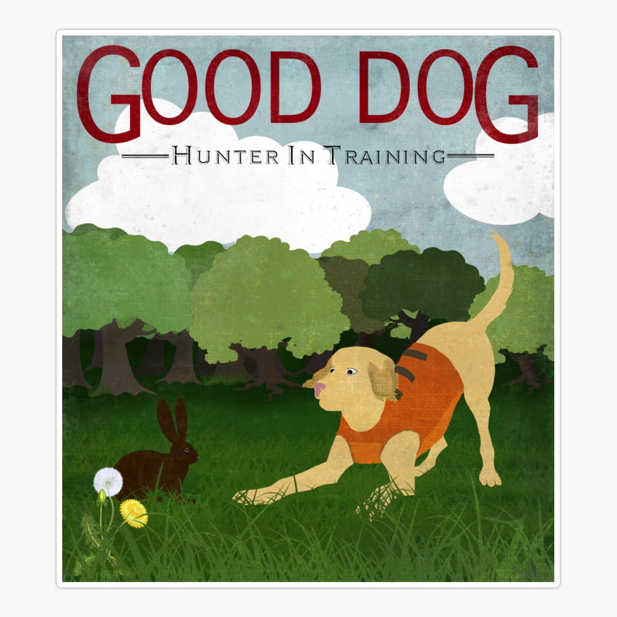 DOPASTICKER Good Dog Hunter In Training Golden Lab, Bunny Rabbit ...