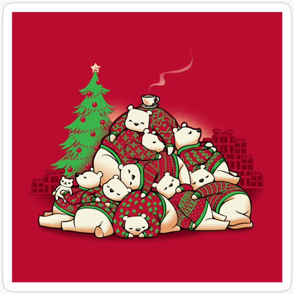 DOPASTICKER Good Night Chris.Tmas Bear Weater Perfect Gift Everyone ...