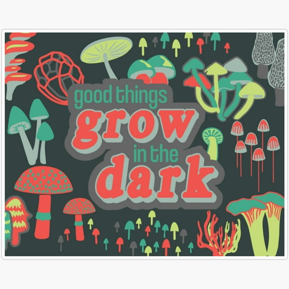 DOPASTICKER Good Things Grow In The Dark (Mushrooms) Sticker Decorative ...