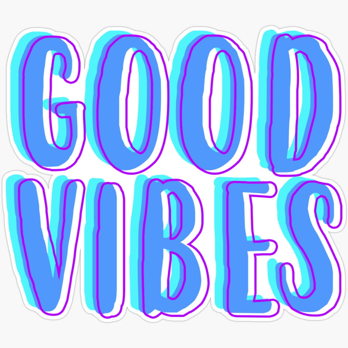 DOPASTICKER Good Vibes Blue And Purple Sticker Decorative Laptop, Phone ...