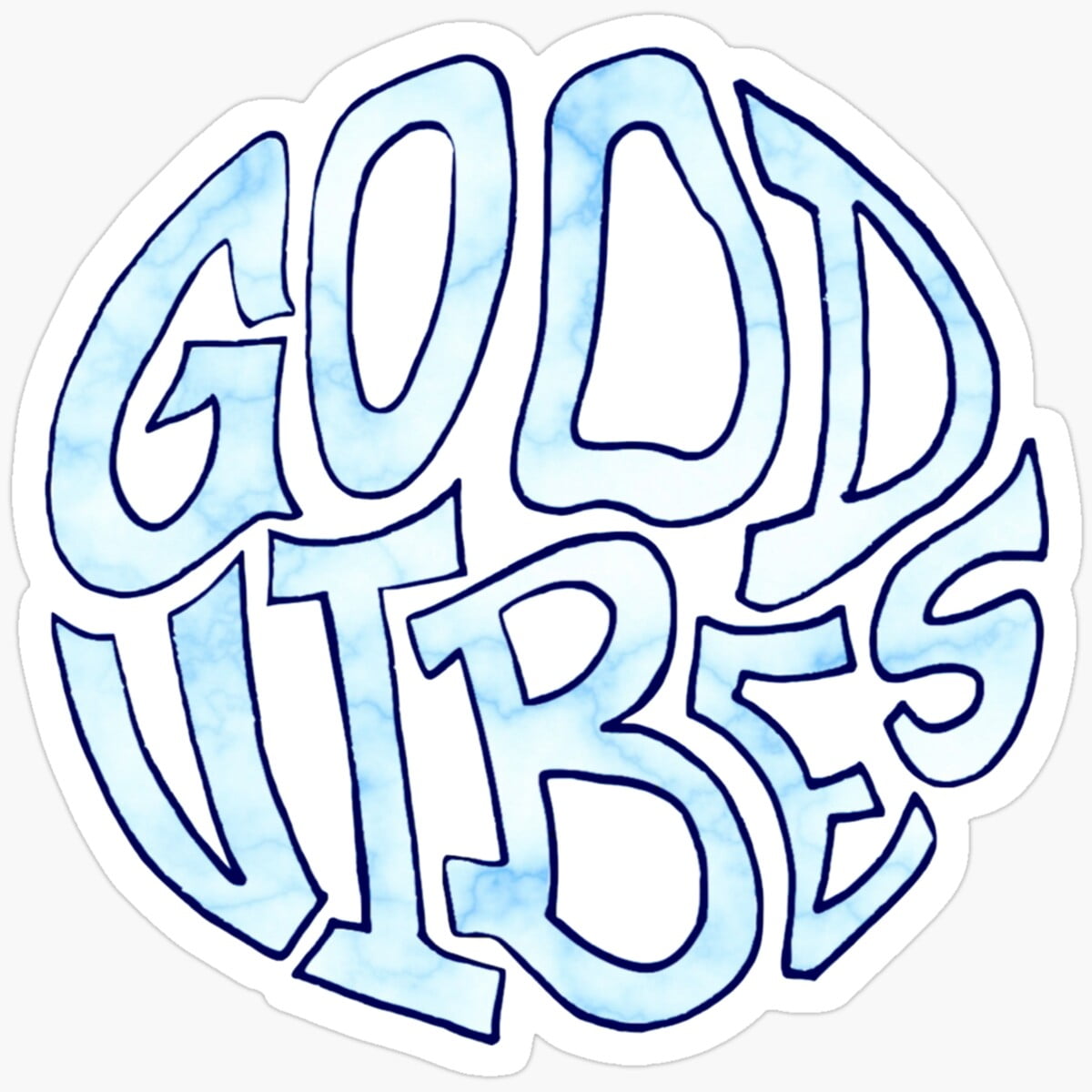 DOPASTICKER Good Vibes Blue Marbled Sticker Birthday Gifts - Decorative ...