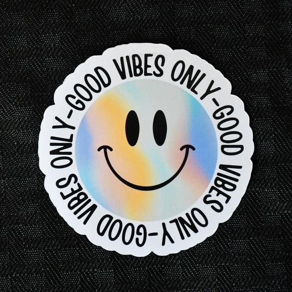 DOPASTICKER Good Vibes Only Smiley Face Sticker, Positive Quote Water ...