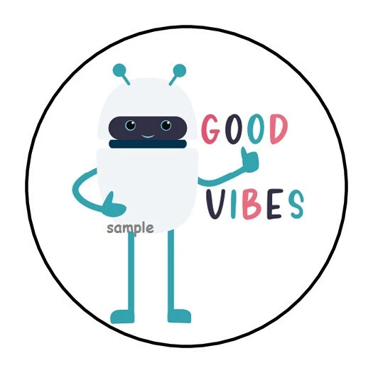 DOPASTICKER Good Vibes Stickers Robot Phone Decal Water Bottle Stickers ...