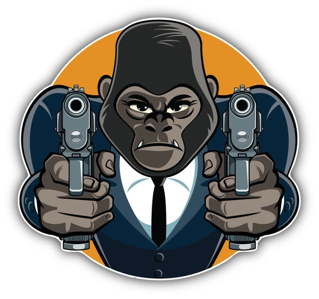 DOPASTICKER Gorilla Gangster Mascot Sticker Decal Phone Decal Water ...
