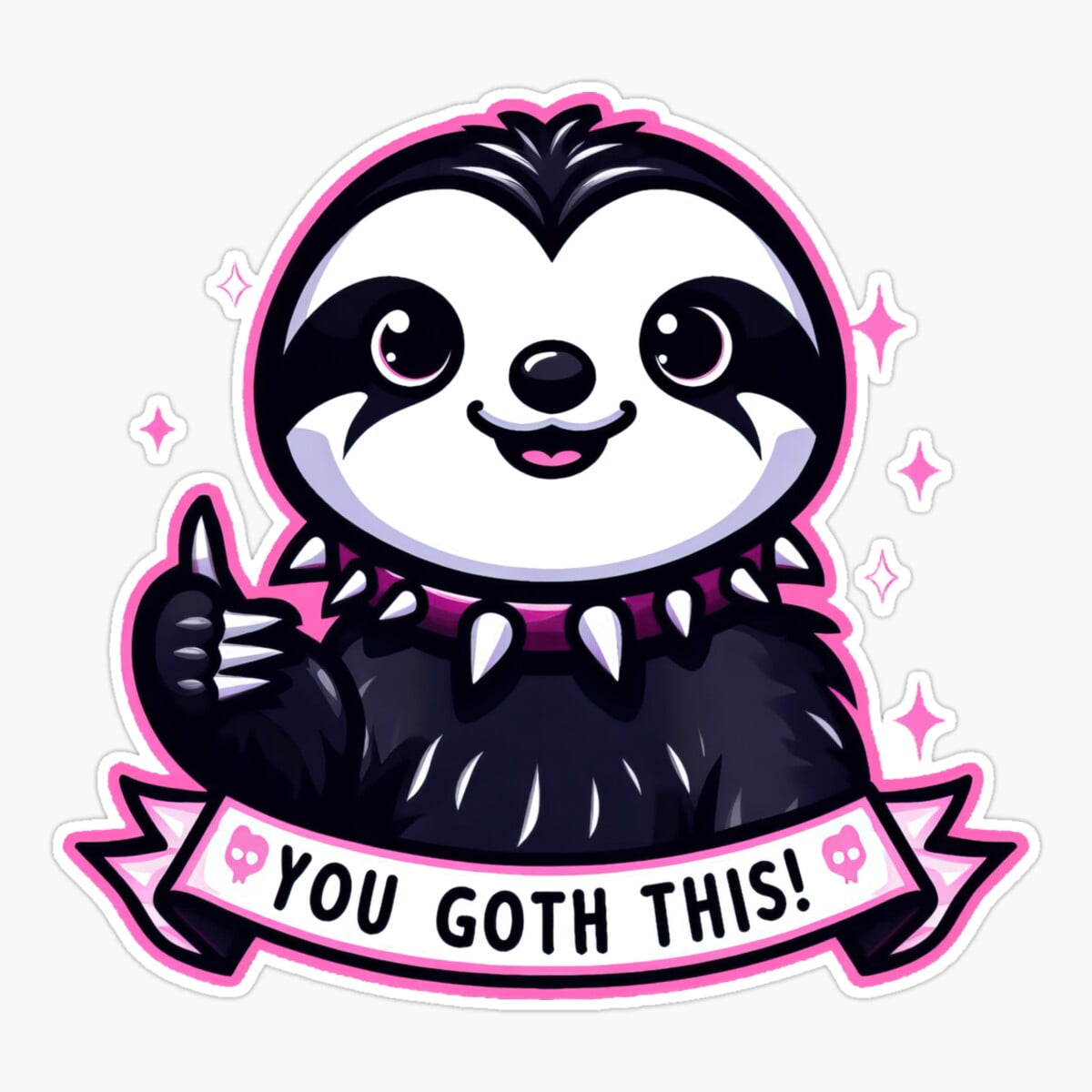 DOPASTICKER Goth Sloth Believes In You! You Goth This! Sticker, Phone ...