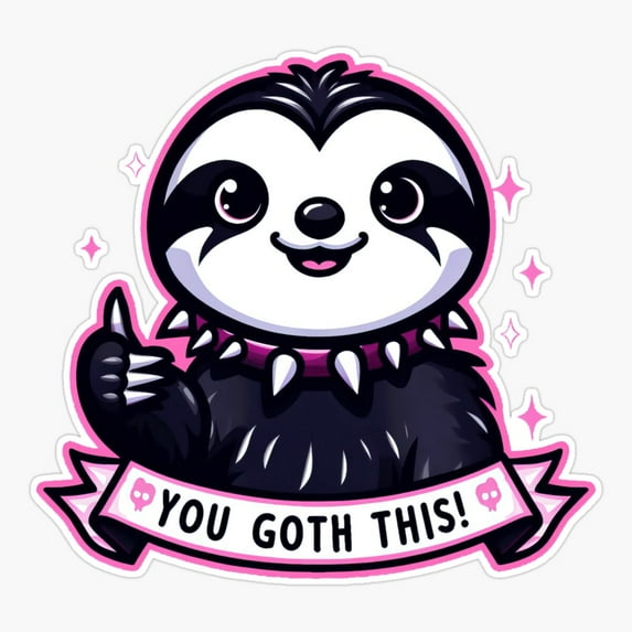 DOPASTICKER Goth Sloth Believes In You! You Goth This! Sticker, Phone ...