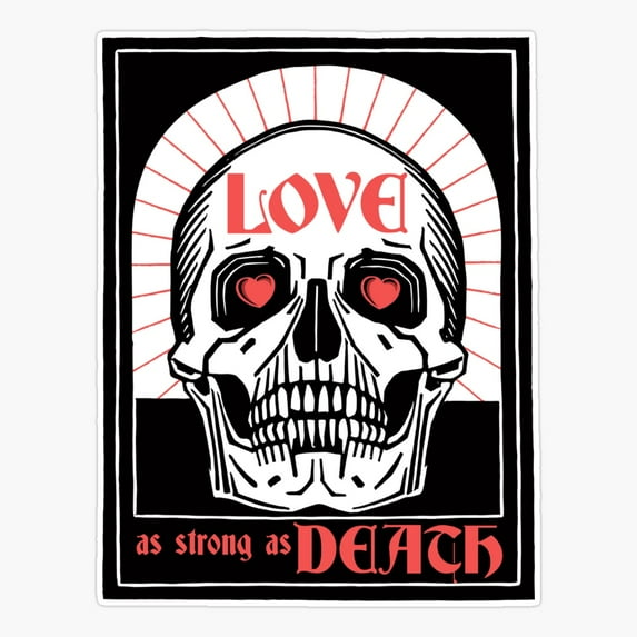 DOPASTICKER Gothcore Love Death Hearts & Skull Goth Love Sticker, Phone ...