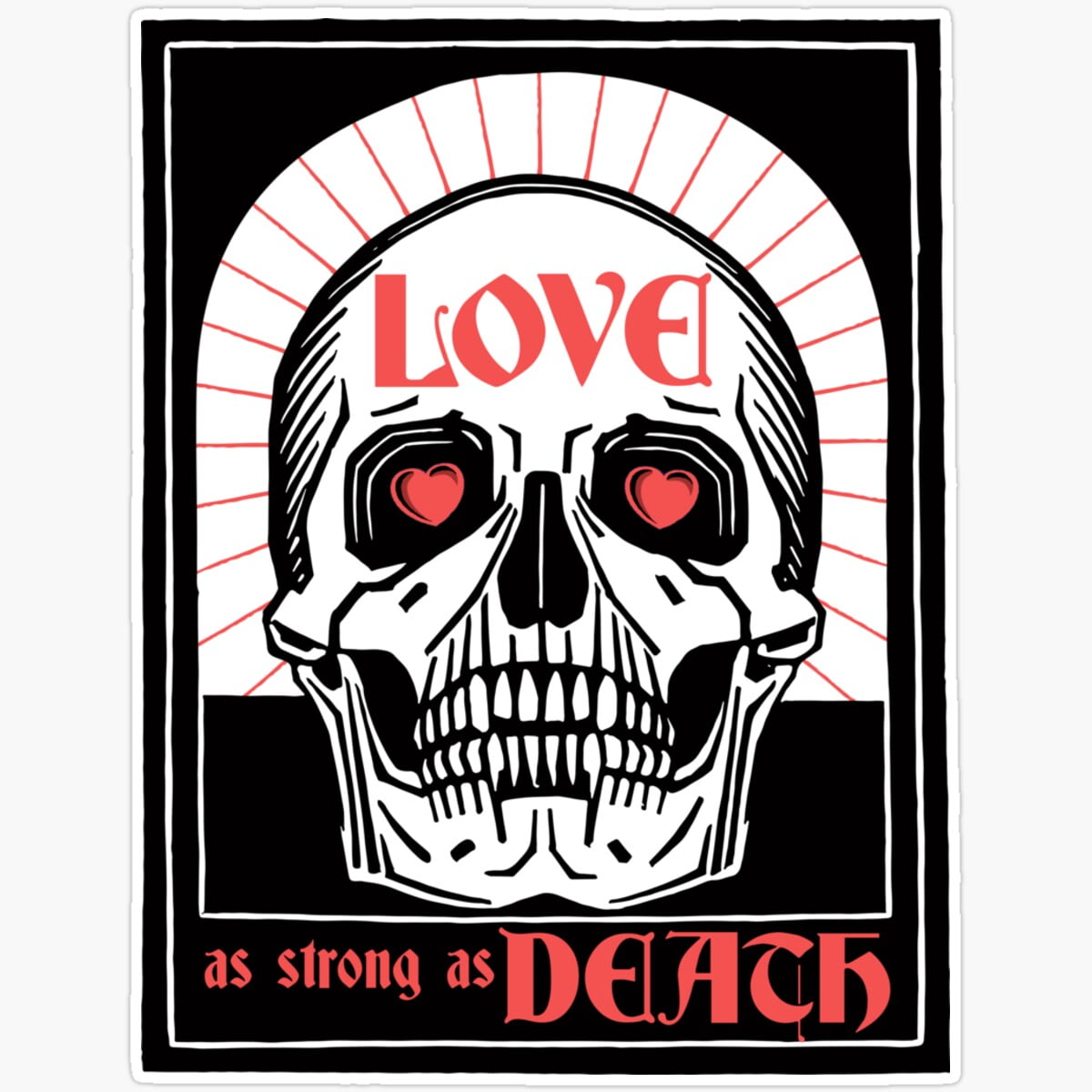 DOPASTICKER Gothcore Love Death Hearts & Skull Goth Valentine Sticker ...