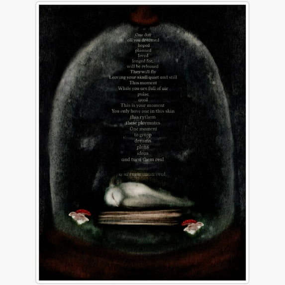 DOPASTICKER Gothic Bird Taxidermy Art And Poem Glass Cloche Bluebird ...