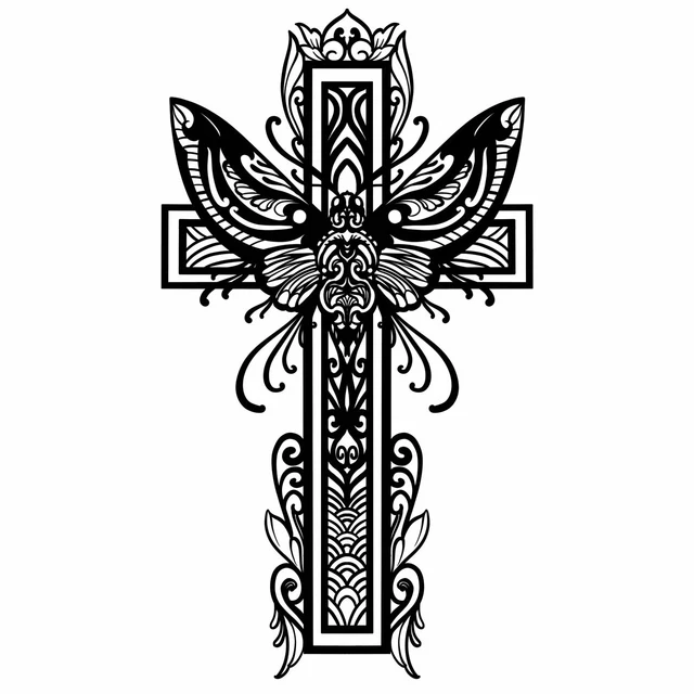 DOPASTICKER Gothic Butterfly Cross Sticker Design Celtic Cool Goth ...