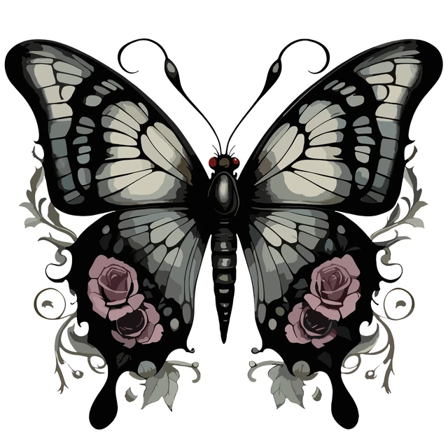 DOPASTICKER Gothic Butterfly Sticker Pink Roses Pastel Goth Vintage ...