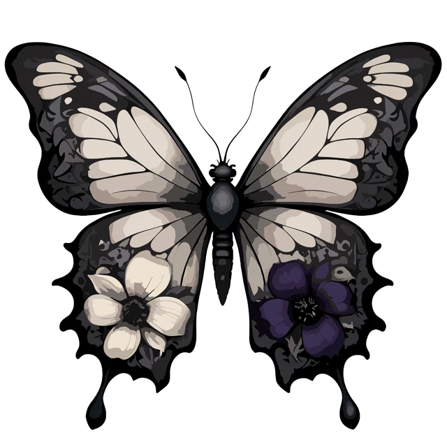 DOPASTICKER Gothic Butterfly Sticker Purple Flowers Goth Vintage Creepy ...