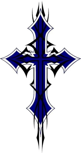 DOPASTICKER Gothic Cross Sticker Blue Black Design Celtic Punk Goth ...