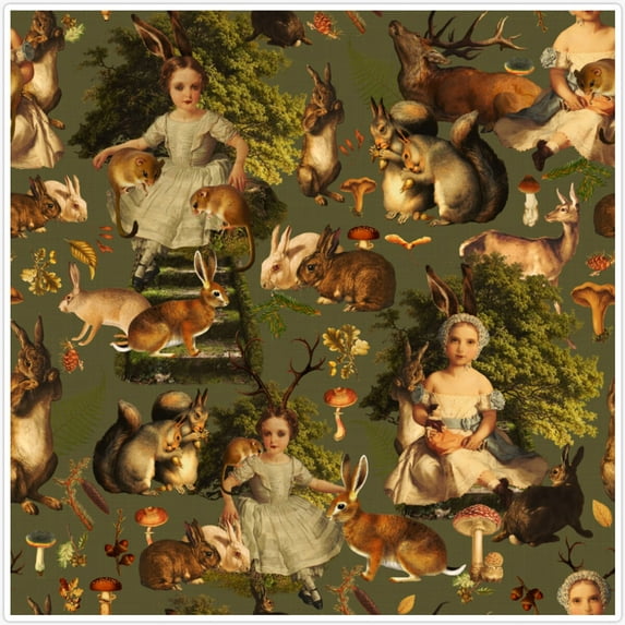 DOPASTICKER Gothic Fairytale- Little Girls And Bunnies In Forest ...