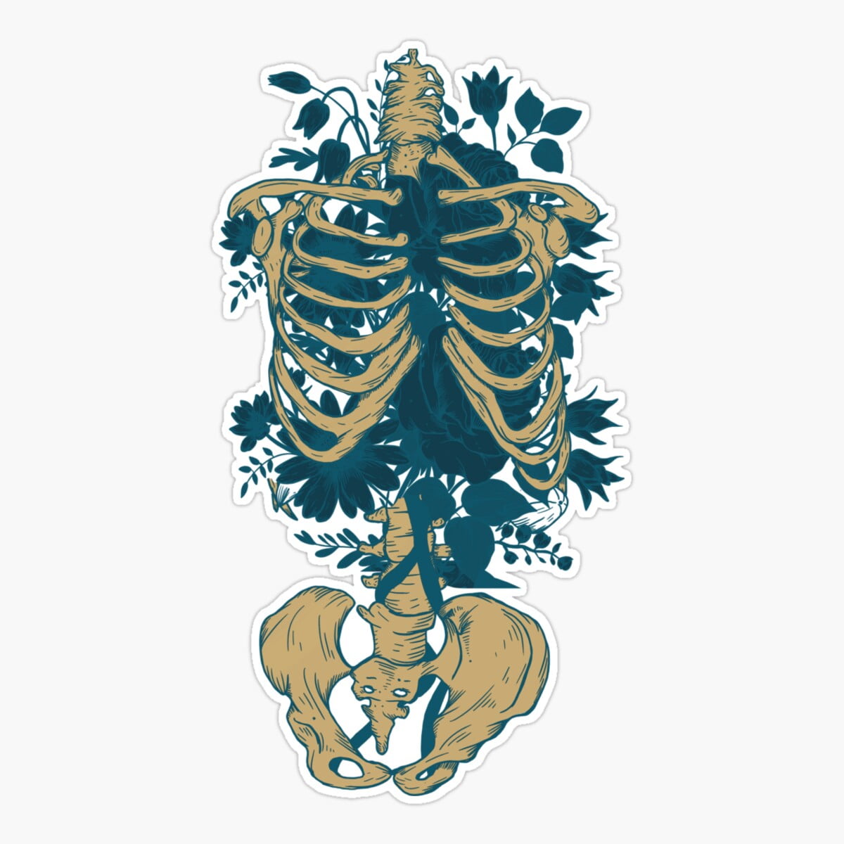 DOPASTICKER Gothic Flower And Bones Sticker, Phone Sticker Car Sticker ...