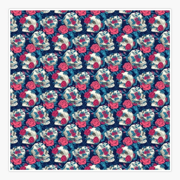 DOPASTICKER Gothic Home Decor Skull Flowers Pattern Print Horror Dark ...
