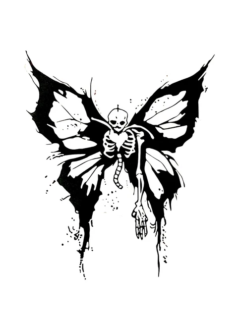 DOPASTICKER Gothic Skeleton Sticker Black White Goth Minimalist ...