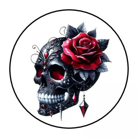 DOPASTICKER Gothic Skull With Rose Stickers Gift You - Decorate Laptops ...