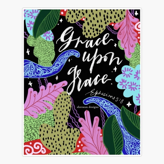 DOPASTICKER Grace Upon Grace, Bible Verse Sticker, Phone Sticker Car ...