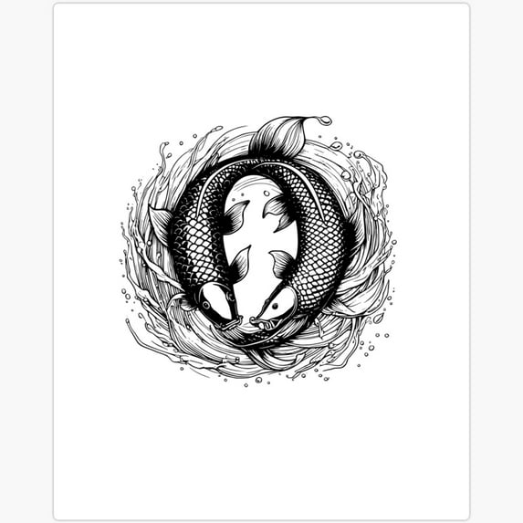 DOPASTICKER Graceful Koi Fish Dancing In Harmony Sticker, Phone ...