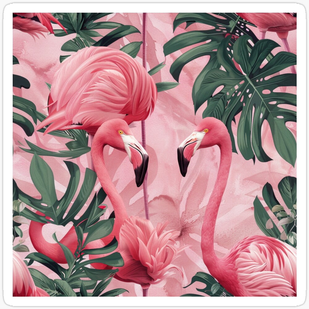 DOPASTICKER Graceful Parade Of Flamingos Sticker Phone Decal Water ...