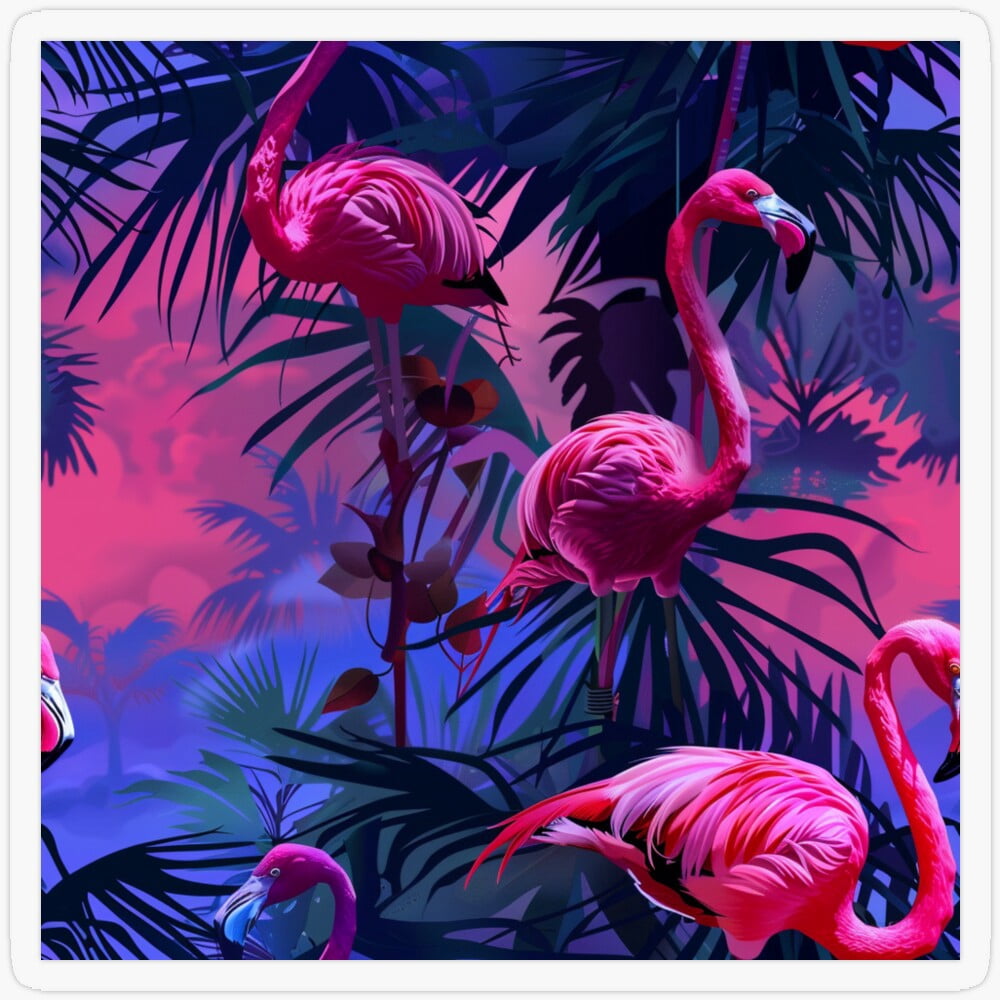 DOPASTICKER Graceful Parade Of Flamingos Sticker Phone Decal Water ...